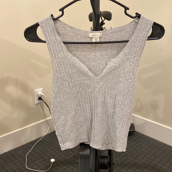 Tops | Grey Ribbed Crop Top | Poshmark